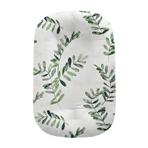 oenbopo baby lounger cover for newborn girls and boys, washable soft lounger pillow case for babies, snug removable slipcover fit for 29 x 17 x 5 infant floor seat lounger (green leaves)