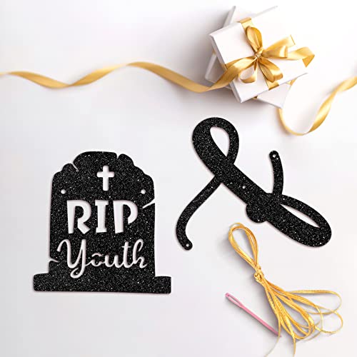 Halawawa Funeral for My Youth Banner, Funeral Birthday Banner for 20th 30th 40th 50th Birthday, Death to My Youth Here Lies Your Youth Banner for Men Women Lady Birthday Party Decorations