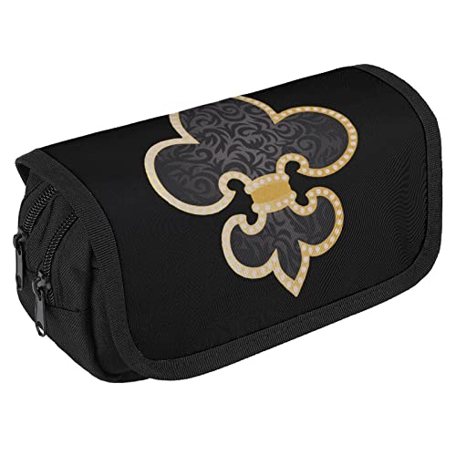 Fleurdelis Fleur De Lis Royal French Lily Gothic Large Capacity Pencil Case Multi-Slot Pencil Bag Portable Pen Storage Pouch with Zipper