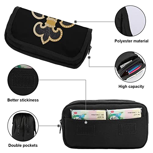 Fleurdelis Fleur De Lis Royal French Lily Gothic Large Capacity Pencil Case Multi-Slot Pencil Bag Portable Pen Storage Pouch with Zipper