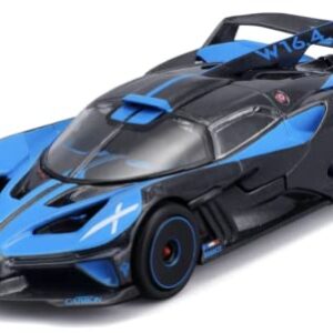 Bburago - 1/43 Scale Model Compatible with Bugatti Replica Miniature Model Compatible with Bolide W16 8.0 Four Turbo 2020 Sports Car Model Collectible with Base Tray & Acrylic Top Cover (Blue)