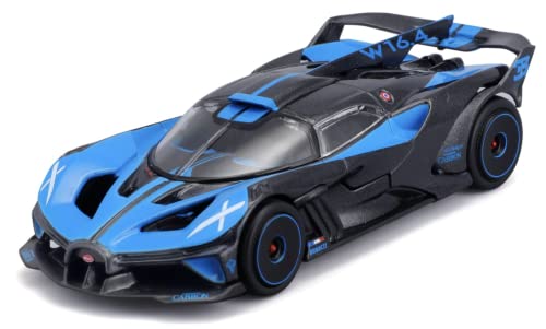 Bburago - 1/43 Scale Model Compatible with Bugatti Replica Miniature Model Compatible with Bolide W16 8.0 Four Turbo 2020 Sports Car Model Collectible with Base Tray & Acrylic Top Cover (Blue)