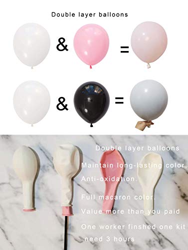 Eanjia Balloon Arch & Garland Kit Double-Stuffed 5"-18" Pastels Pink Gray Rose Gold Confetti Balloons Bulk 16ft for Wedding Baby Shower Birthday Party Shop Decoration (Pink)