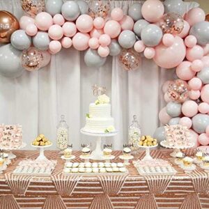 Eanjia Balloon Arch & Garland Kit Double-Stuffed 5"-18" Pastels Pink Gray Rose Gold Confetti Balloons Bulk 16ft for Wedding Baby Shower Birthday Party Shop Decoration (Pink)