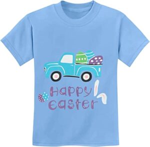 ddsol easter day t-shirt gift for toddler little boy girl rabbit bunny egg hunt truck blue tshirt cotton short sleeve kid tee top clothes size 3t