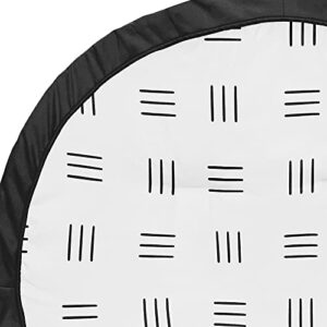 Sweet Jojo Designs White and Black Boho Mudcloth Boy or Girl Baby Playmat Tummy Time Infant Play Mat - Black and White Bohemian Woodland Tribal Southwest Mud Cloth Hatch Gender Neutral Triple Line