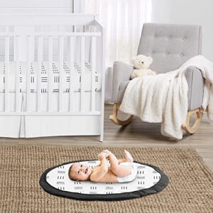 Sweet Jojo Designs White and Black Boho Mudcloth Boy or Girl Baby Playmat Tummy Time Infant Play Mat - Black and White Bohemian Woodland Tribal Southwest Mud Cloth Hatch Gender Neutral Triple Line