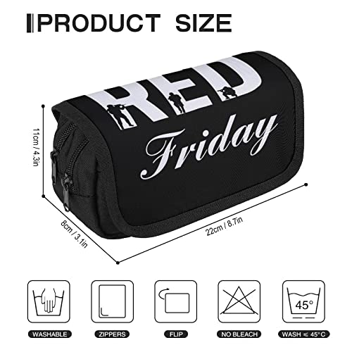 R.E.D Remember Everyone Deployed Red Friday 1 Large Capacity Pencil Case Multi-Slot Pencil Bag Portable Pen Storage Pouch with Zipper