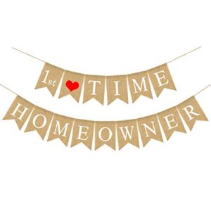 rainlemon jute burlap 1st time homeowner banner house warming party mantel fireplace decoration