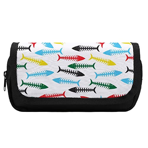 Color Fishbone Large Capacity Pencil Case Multi-Slot Pencil Bag Portable Pen Storage Pouch with Zipper