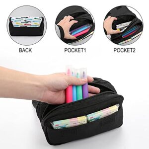 Color Fishbone Large Capacity Pencil Case Multi-Slot Pencil Bag Portable Pen Storage Pouch with Zipper