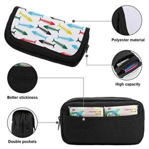 Color Fishbone Large Capacity Pencil Case Multi-Slot Pencil Bag Portable Pen Storage Pouch with Zipper