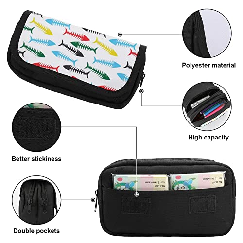 Color Fishbone Large Capacity Pencil Case Multi-Slot Pencil Bag Portable Pen Storage Pouch with Zipper