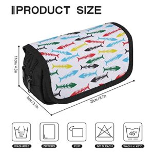 Color Fishbone Large Capacity Pencil Case Multi-Slot Pencil Bag Portable Pen Storage Pouch with Zipper