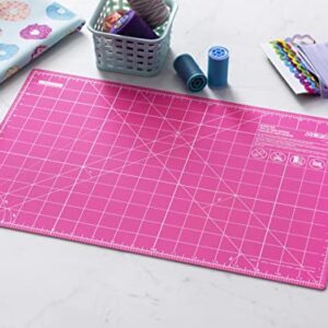 OLFA 12" x 18" Self Healing Rotary Cutting Mat (RM-CG/PIK) - Double Sided 12x18 Inch Cutting Mat with Grid for Fabric, Sewing, Quilting, & Crafts, Designed for Use with Rotary Cutters (Pink)