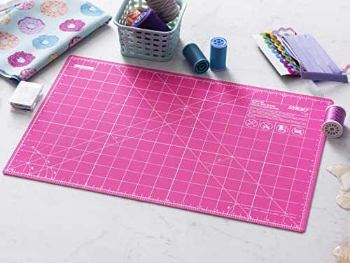 OLFA 12" x 18" Self Healing Rotary Cutting Mat (RM-CG/PIK) - Double Sided 12x18 Inch Cutting Mat with Grid for Fabric, Sewing, Quilting, & Crafts, Designed for Use with Rotary Cutters (Pink)