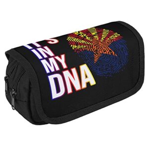 It's in My DNA Arizona State Flag Large Capacity Pencil Case Multi-Slot Pencil Bag Portable Pen Storage Pouch with Zipper