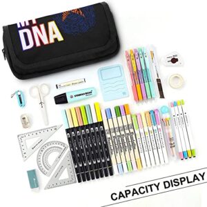 It's in My DNA Arizona State Flag Large Capacity Pencil Case Multi-Slot Pencil Bag Portable Pen Storage Pouch with Zipper