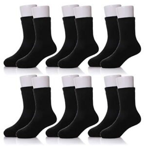 kids wool hiking socks for girls boys toddlers thick winter warm thermal boot socks (black, 8-12 years)