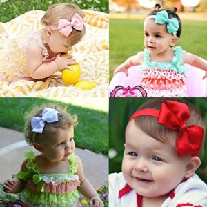 Yxiang 40PCS Baby Headbands, 3.5" Newborn Headband Soft Nylon Headbands Grosgrain Ribbon Baby Bow Elastic Hairband for Baby Girl Infant Toddler (40 Colors)