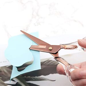 6.5" Rose Gold Scissors Clear Acrylic Handle Craft Office Scissors Professional Fabric Dressmaker Shears for Cutting Fabric, Cloth, Leather, Canvas, Papers (Rose Gold)