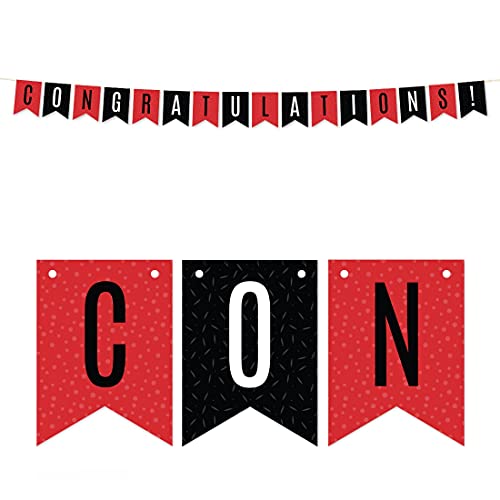 Andaz Press Signature Black, White, Red Party Collection, Hanging Pennant Banner, Congratulations!, Approx. 6-Feet, 1-Set, Bridal Shower Decorations