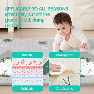 Anayima 71" X 79" X 0.4" Baby Play Mat for Floor Extra Large Foam Play Mat for Baby Foldable Reversable Waterproof Gym Activity Crawling Mat for Babies Toddlers Kids Indoor Outdoor Use