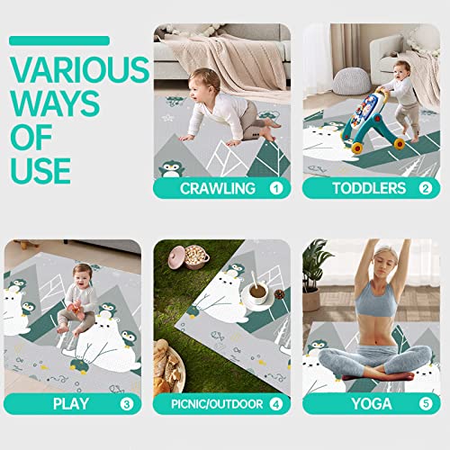 Anayima 71" X 79" X 0.4" Baby Play Mat for Floor Extra Large Foam Play Mat for Baby Foldable Reversable Waterproof Gym Activity Crawling Mat for Babies Toddlers Kids Indoor Outdoor Use