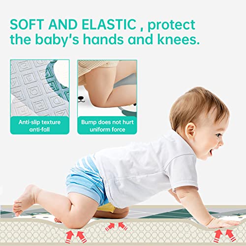 Anayima 71" X 79" X 0.4" Baby Play Mat for Floor Extra Large Foam Play Mat for Baby Foldable Reversable Waterproof Gym Activity Crawling Mat for Babies Toddlers Kids Indoor Outdoor Use