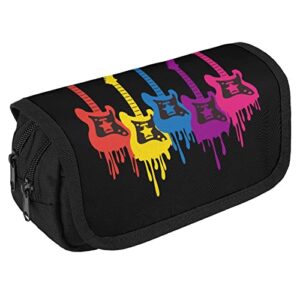 Colorful Guitar Large Capacity Pencil Case Multi-Slot Pencil Bag Portable Pen Storage Pouch with Zipper