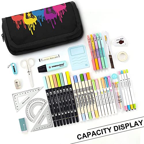 Colorful Guitar Large Capacity Pencil Case Multi-Slot Pencil Bag Portable Pen Storage Pouch with Zipper