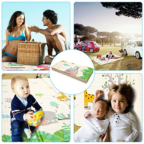 Play Mat, Baby Foldable Play Mat Crawling Mat Extra Large Foam Mat Reversible Baby Crawling Mat Non Toxic Waterproof for Infants Toddlers Thicker