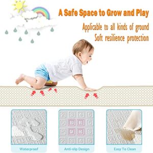 Play Mat, Baby Foldable Play Mat Crawling Mat Extra Large Foam Mat Reversible Baby Crawling Mat Non Toxic Waterproof for Infants Toddlers Thicker