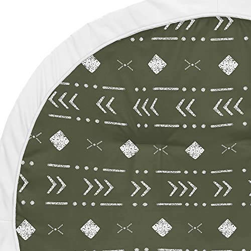 Sweet Jojo Designs Hunter Green Boho Tribal Mudcloth Boy or Girl Baby Playmat Tummy Time Infant Play Mat - White Woodland Bohemian Southwest Geometric Arrow Aztec Mud Cloth