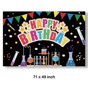 Science Party Backdrop Banner Decorations,Chemical Science Chemical Experiments Birthday Party Backdrop Background Banner Photo Booth Props Cake Table Decorations Supplies 71 x 49 inch