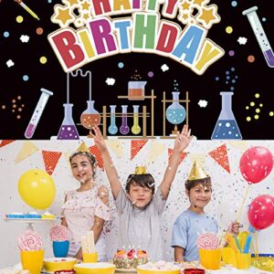 Science Party Backdrop Banner Decorations,Chemical Science Chemical Experiments Birthday Party Backdrop Background Banner Photo Booth Props Cake Table Decorations Supplies 71 x 49 inch