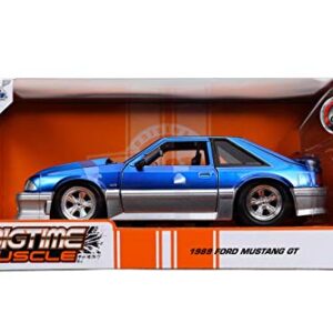 Jada Toys Bigtime Muscle 1:24 1989 Ford Mustang GT Die-cast Car Blue Silver, Toys for Kids and Adults