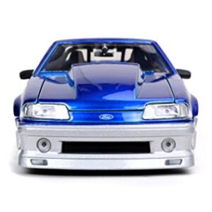 Jada Toys Bigtime Muscle 1:24 1989 Ford Mustang GT Die-cast Car Blue Silver, Toys for Kids and Adults