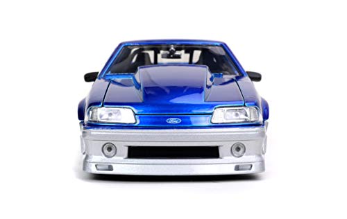 Jada Toys Bigtime Muscle 1:24 1989 Ford Mustang GT Die-cast Car Blue Silver, Toys for Kids and Adults