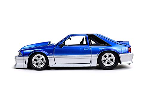 Jada Toys Bigtime Muscle 1:24 1989 Ford Mustang GT Die-cast Car Blue Silver, Toys for Kids and Adults