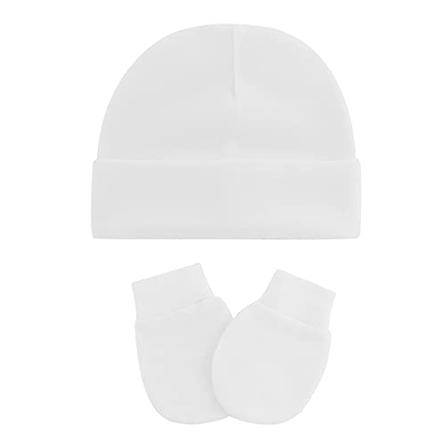 Zando Baby Hats and Baby Mittens Newborn Cotton Baby Beanies for Boys Grils Infant Beanie Caps 1 Pack White One Size