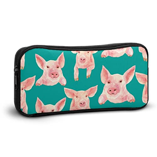 Pigs on The Wall Teen Adult Pencil Case Large Capacity Pen Pencil Bag Durable Storage Pouch