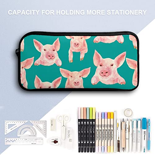 Pigs on The Wall Teen Adult Pencil Case Large Capacity Pen Pencil Bag Durable Storage Pouch