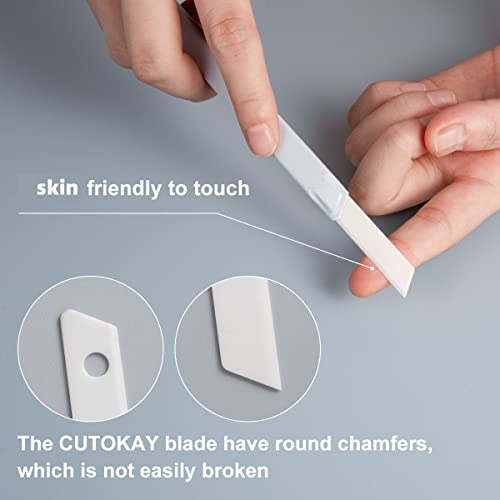 CUTOKAY Ceramic Box Cutter Utility Knife Ceramic Blades Finger Safe Paper Knives Retractable Craft Cutter Friendly Cutters for Foam Cardboard Cutting Auto-Lock clip [5-Pack]