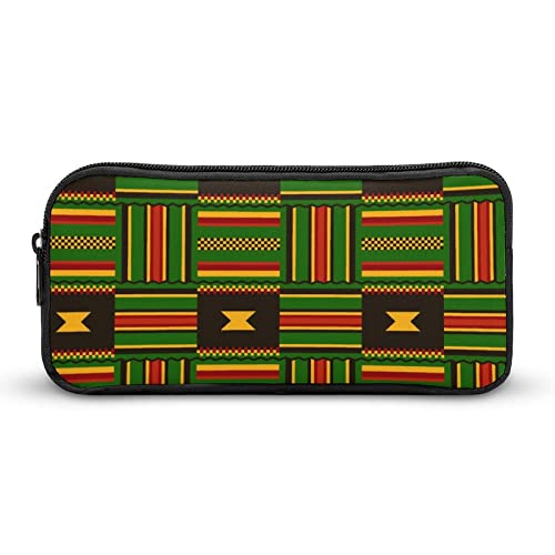 African Kente Cloth Tribal Print Teen Adult Pencil Case Large Capacity Pen Pencil Bag Durable Storage Pouch