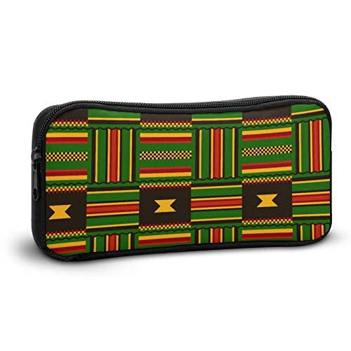 African Kente Cloth Tribal Print Teen Adult Pencil Case Large Capacity Pen Pencil Bag Durable Storage Pouch