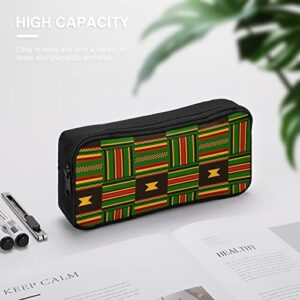 African Kente Cloth Tribal Print Teen Adult Pencil Case Large Capacity Pen Pencil Bag Durable Storage Pouch