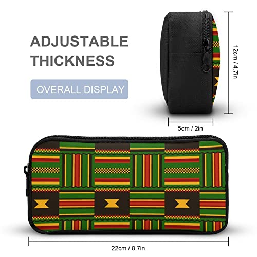 African Kente Cloth Tribal Print Teen Adult Pencil Case Large Capacity Pen Pencil Bag Durable Storage Pouch