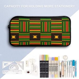 African Kente Cloth Tribal Print Teen Adult Pencil Case Large Capacity Pen Pencil Bag Durable Storage Pouch