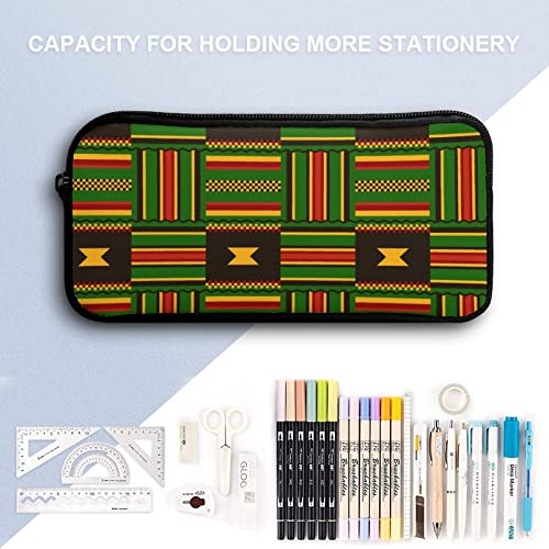 African Kente Cloth Tribal Print Teen Adult Pencil Case Large Capacity Pen Pencil Bag Durable Storage Pouch